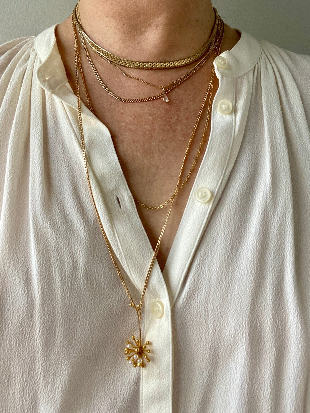 1969 - 14k gold Dandelion pendant with cultured Pearls - Vintage Finni ...