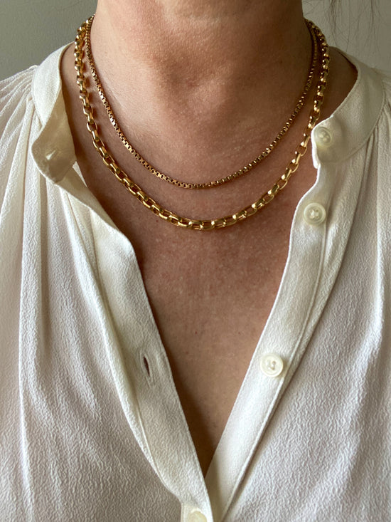 Chunky Box Link Necklace in 18k Gold - 17.25 inch length – penelopepenelope