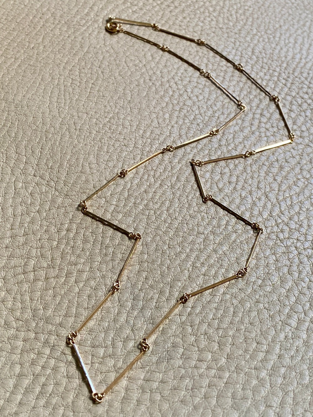 Dainty gold bar link necklace - 18k gold - 20.4 inch length - Swedish ...