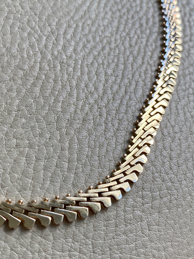 1971 Winged Brick Link Flat Lay Collar Necklace in 14k Gold - Finnish ...