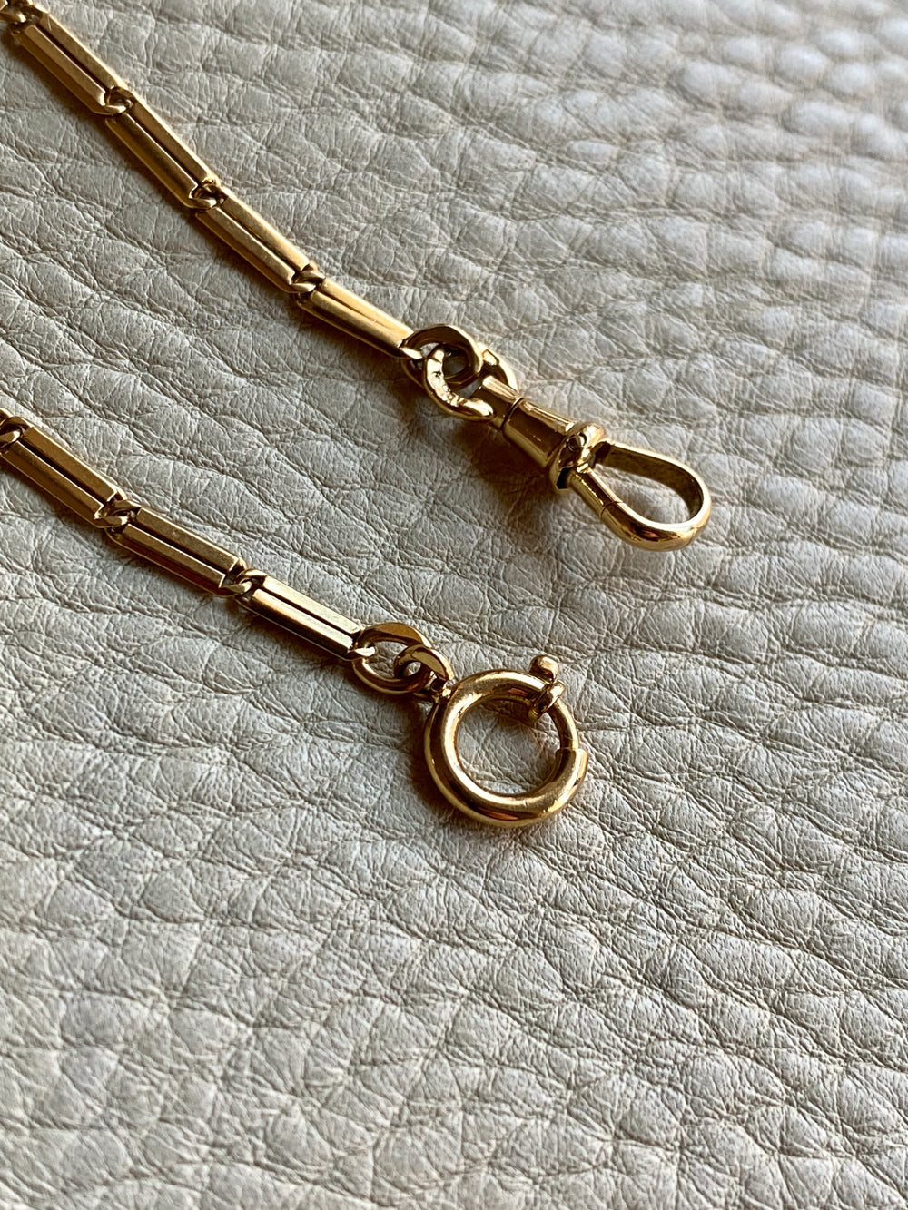1941 Swedish 18k gold bar link watch chain necklace - 16.25 inch lengt ...