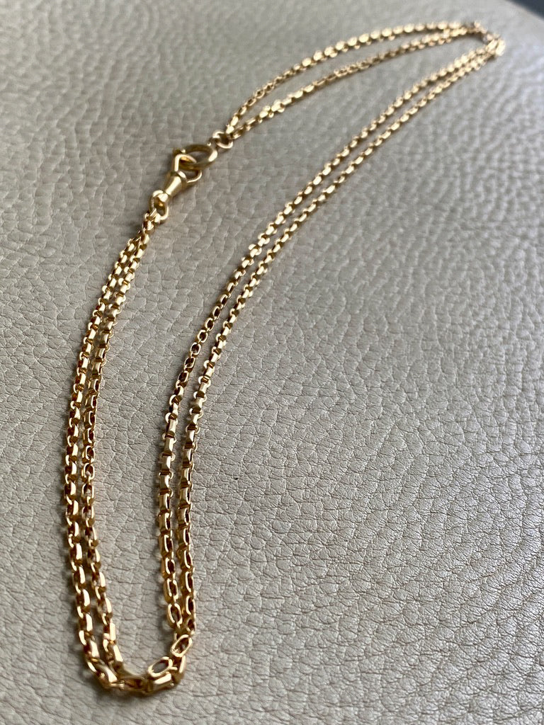 Antique 18k gold Double Strand Skinny Elongated Chain - Longuard Chain ...