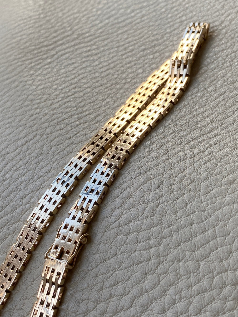 Luxurious solid gold brick link necklace - Danish vintage 14k gold - 4 ...