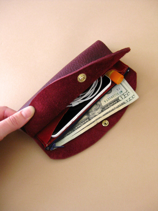 Pinch wallet - Port burgundy leather – penelopepenelope